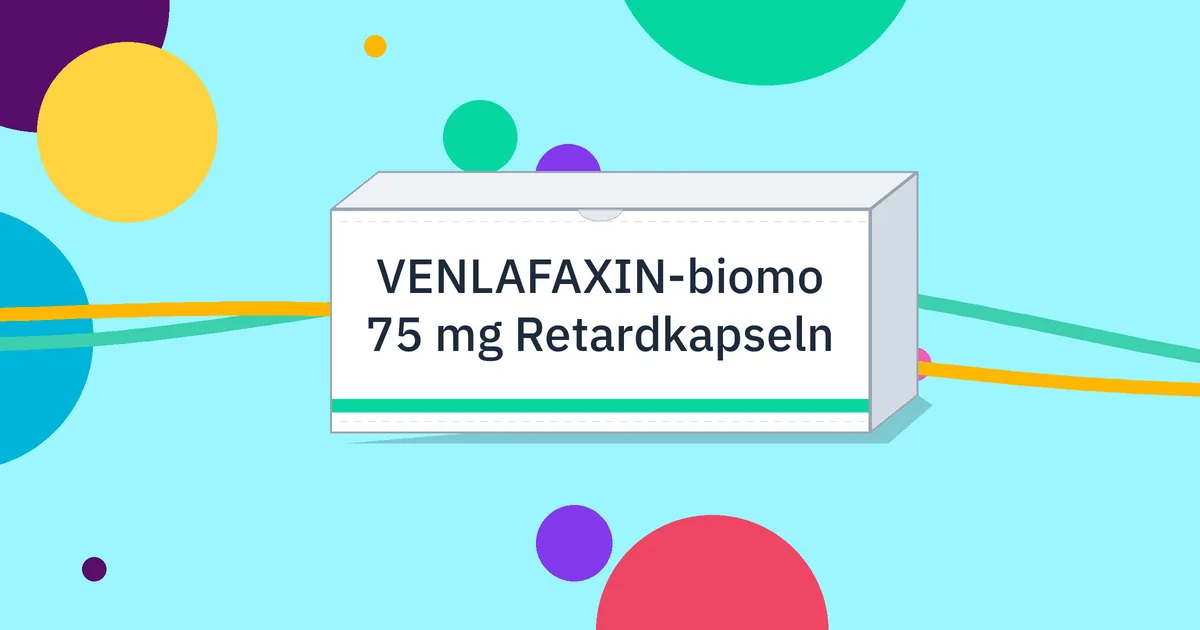 Symbolbild: Packung mit der Aufschrift VENLAFAXIN-biomo 75 mg Retardkapseln (PZN 06060055) – Verfügbarkeit und Bezug in Apotheken in Frankfurt am Main