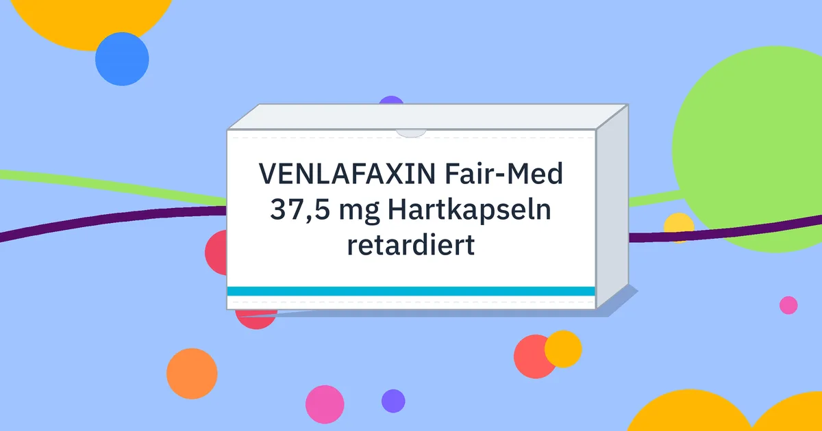 Symbolbild: Packung mit der Aufschrift VENLAFAXIN Fair-Med 37,5 mg Hartkapseln retardiert (PZN 14321707) – Verfügbarkeit und Bezug in Apotheken in Frankfurt am Main