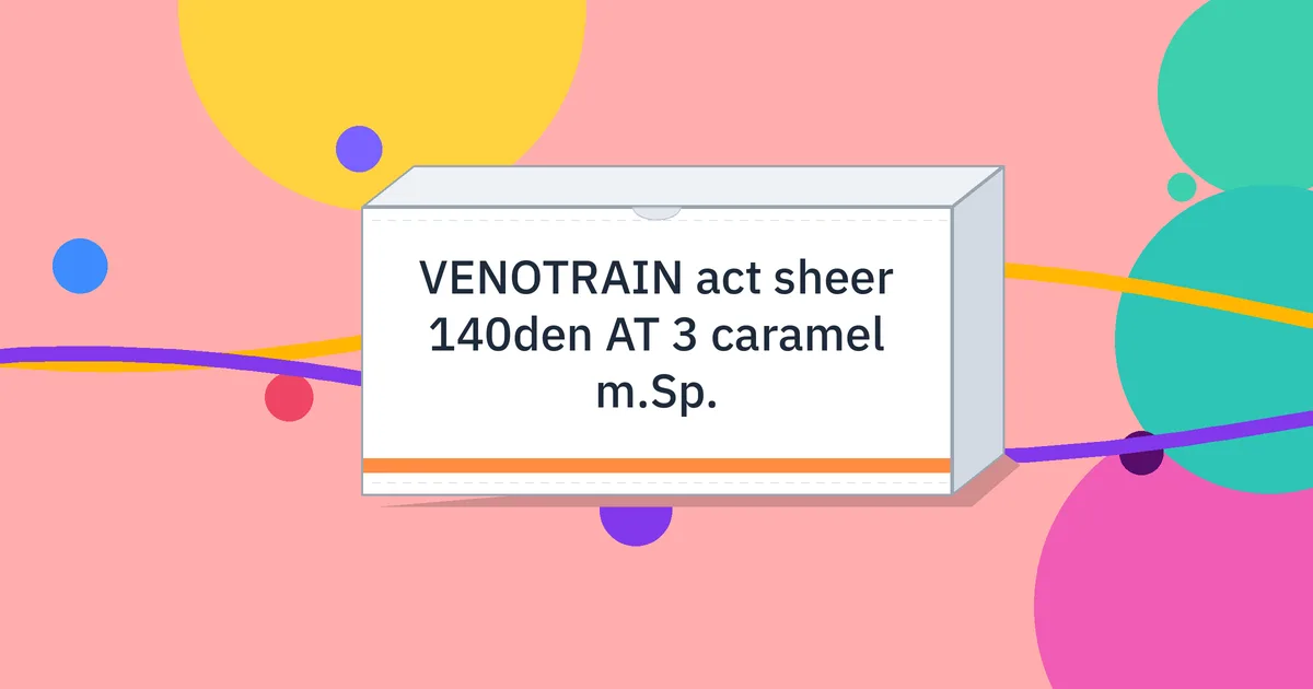 Symbolbild: Packung mit der Aufschrift VENOTRAIN act sheer 140den AT 3 caramel m.Sp. (PZN 16207045) – Verfügbarkeit und Bezug in Apotheken in Frankfurt am Main