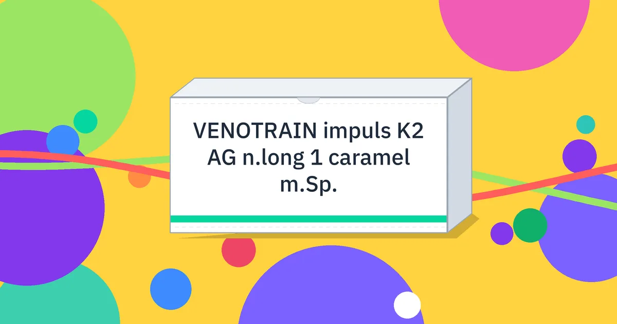 Symbolbild: Packung mit der Aufschrift VENOTRAIN impuls K2 AG n.long 1 caramel m.Sp. (PZN 00493422) – Verfügbarkeit und Bezug in Apotheken in Frankfurt am Main