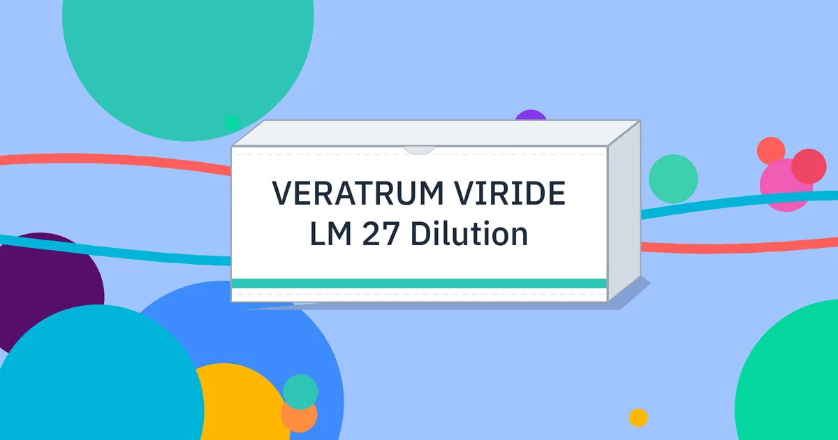 Symbolbild: Packung mit der Aufschrift VERATRUM VIRIDE LM 27 Dilution (PZN 13265591) – Verfügbarkeit und Bezug in Apotheken in Frankfurt am Main