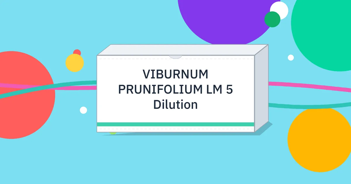 Symbolbild: Packung mit der Aufschrift VIBURNUM PRUNIFOLIUM LM 5 Dilution (PZN 13271605) – Verfügbarkeit und Bezug in Apotheken in Frankfurt am Main