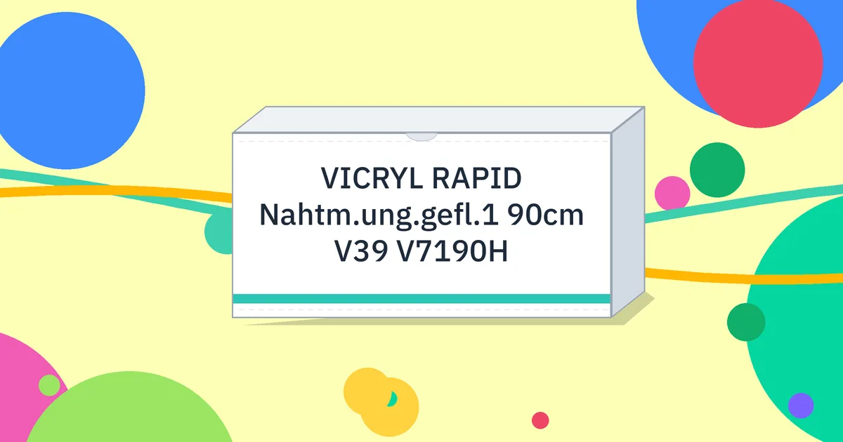 Symbolbild: Packung mit der Aufschrift VICRYL RAPID Nahtm.ung.gefl.1 90cm V39 V7190H (PZN 20918450) – Verfügbarkeit und Bezug in Apotheken in Frankfurt am Main