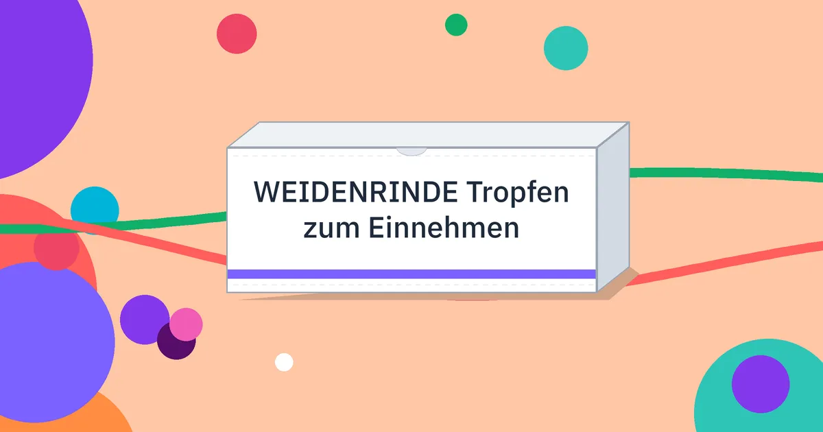 Symbolbild: Packung mit der Aufschrift WEIDENRINDE Tropfen zum Einnehmen (PZN 17427754) – Verfügbarkeit und Bezug in Apotheken in Frankfurt am Main
