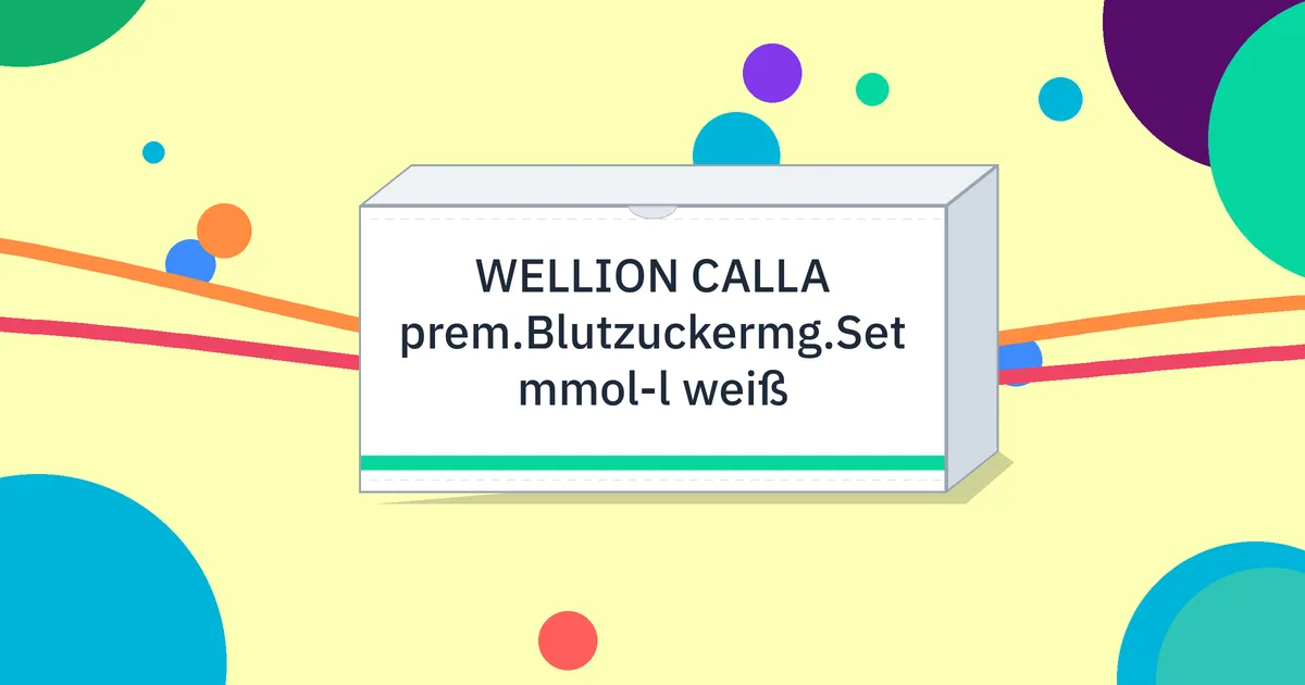 Symbolbild: Packung mit der Aufschrift WELLION CALLA prem.Blutzuckermg.Set mmol-l weiß (PZN 06119877) – Verfügbarkeit und Bezug in Apotheken in Frankfurt am Main