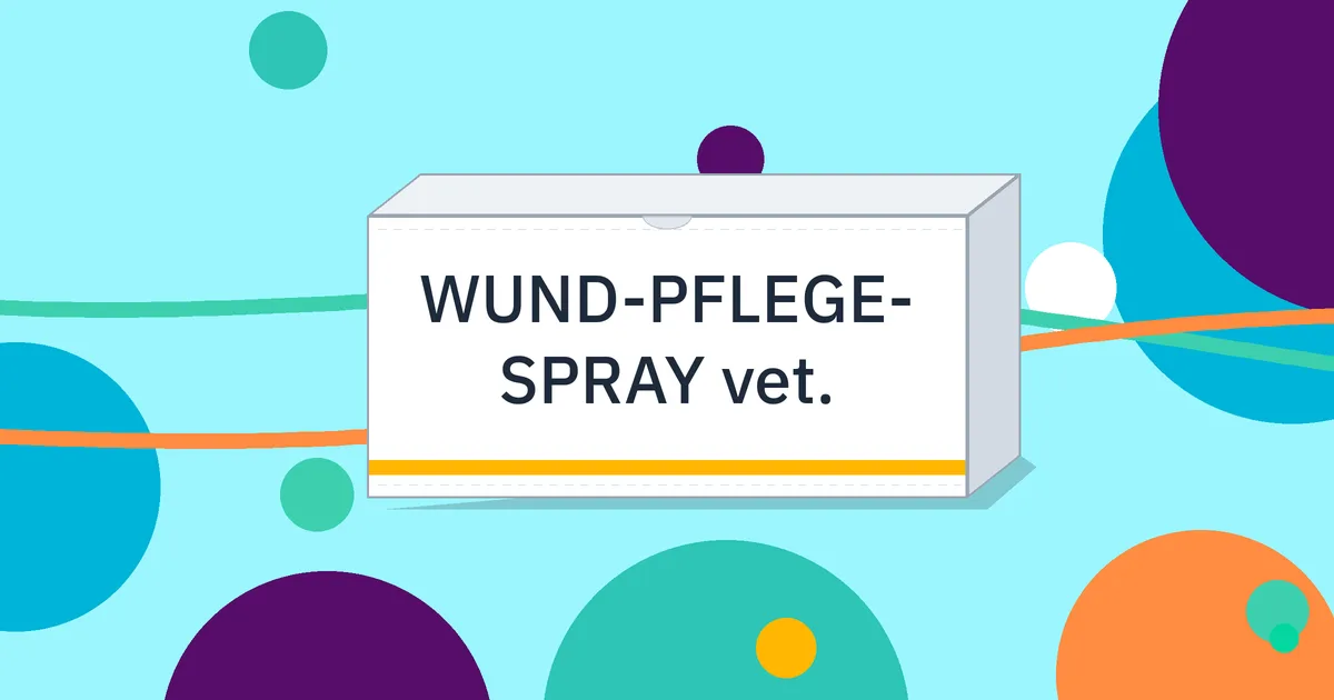Symbolbild: Packung mit der Aufschrift WUND-PFLEGE-SPRAY vet. (PZN 04976293) – Verfügbarkeit und Bezug in Apotheken in Frankfurt am Main