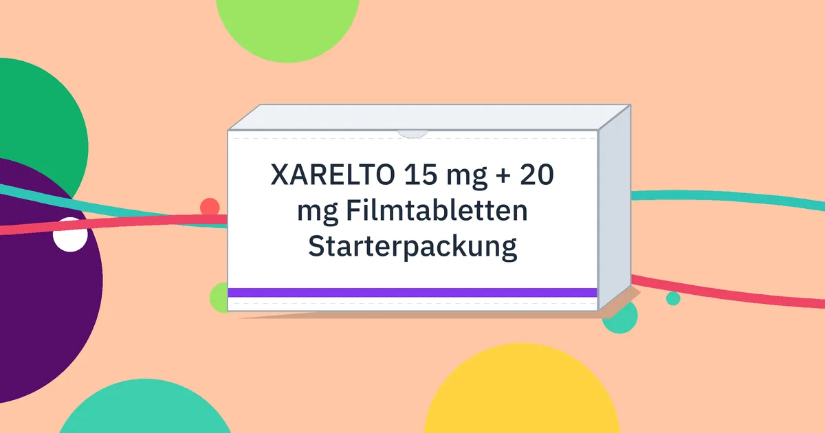 Symbolbild: Packung mit der Aufschrift XARELTO 15 mg + 20 mg Filmtabletten Starterpackung (PZN 12407801) – Verfügbarkeit und Bezug in Apotheken in Frankfurt am Main