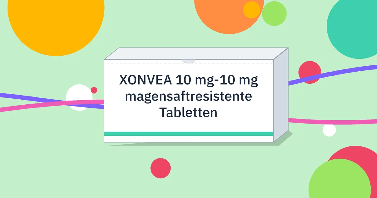Symbolbild: Packung mit der Aufschrift XONVEA 10 mg-10 mg magensaftresistente Tabletten (PZN 18755259) – Verfügbarkeit und Bezug in Apotheken in Frankfurt am Main