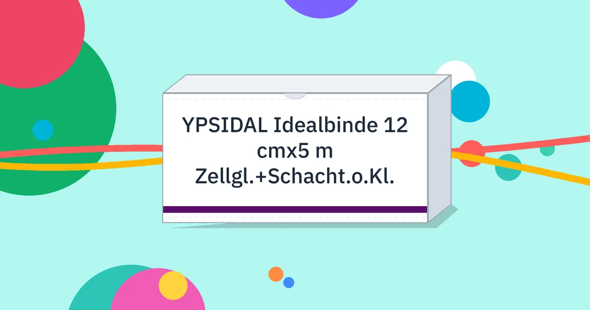 Symbolbild: Packung mit der Aufschrift YPSIDAL Idealbinde 12 cmx5 m Zellgl.+Schacht.o.Kl. (PZN 12603689) – Verfügbarkeit und Bezug in Apotheken in Frankfurt am Main