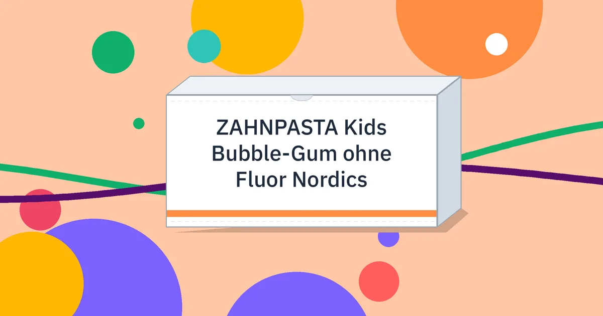 Symbolbild: Packung mit der Aufschrift ZAHNPASTA Kids Bubble-Gum ohne Fluor Nordics (PZN 16677035) – Verfügbarkeit und Bezug in Apotheken in Frankfurt am Main