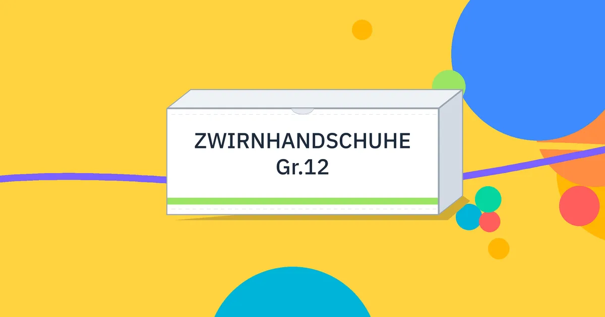 Symbolbild: Packung mit der Aufschrift ZWIRNHANDSCHUHE Gr.12 (PZN 08898561) – Verfügbarkeit und Bezug in Apotheken in Frankfurt am Main
