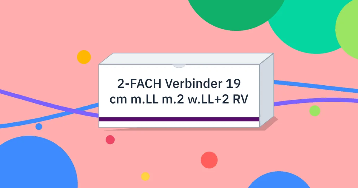Symbolbild: Packung mit der Aufschrift 2-FACH Verbinder 19 cm m.LL m.2 w.LL+2 RV (PZN 08429470) – Verfügbarkeit und Bezug in Apotheken in Frankfurt am Main