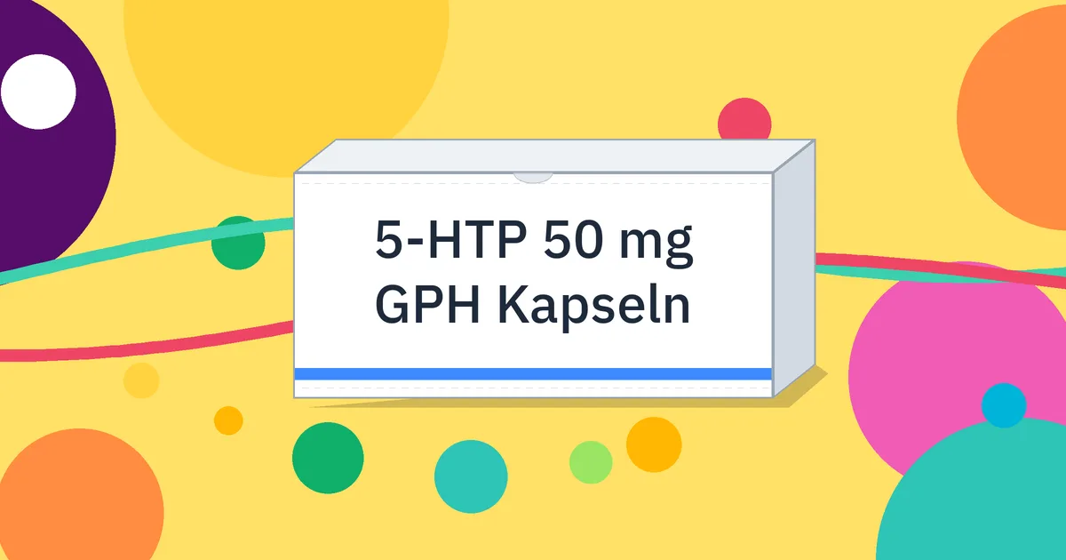 Symbolbild: Packung mit der Aufschrift 5-HTP 50 mg GPH Kapseln (PZN 09377798) – Verfügbarkeit und Bezug in Apotheken in Frankfurt am Main