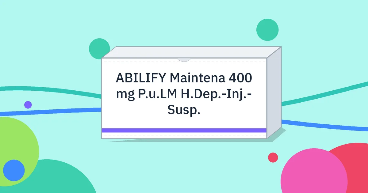 Symbolbild: Packung mit der Aufschrift ABILIFY Maintena 400 mg P.u.LM H.Dep.-Inj.-Susp. (PZN 11536040) – Verfügbarkeit und Bezug in Apotheken in Frankfurt am Main