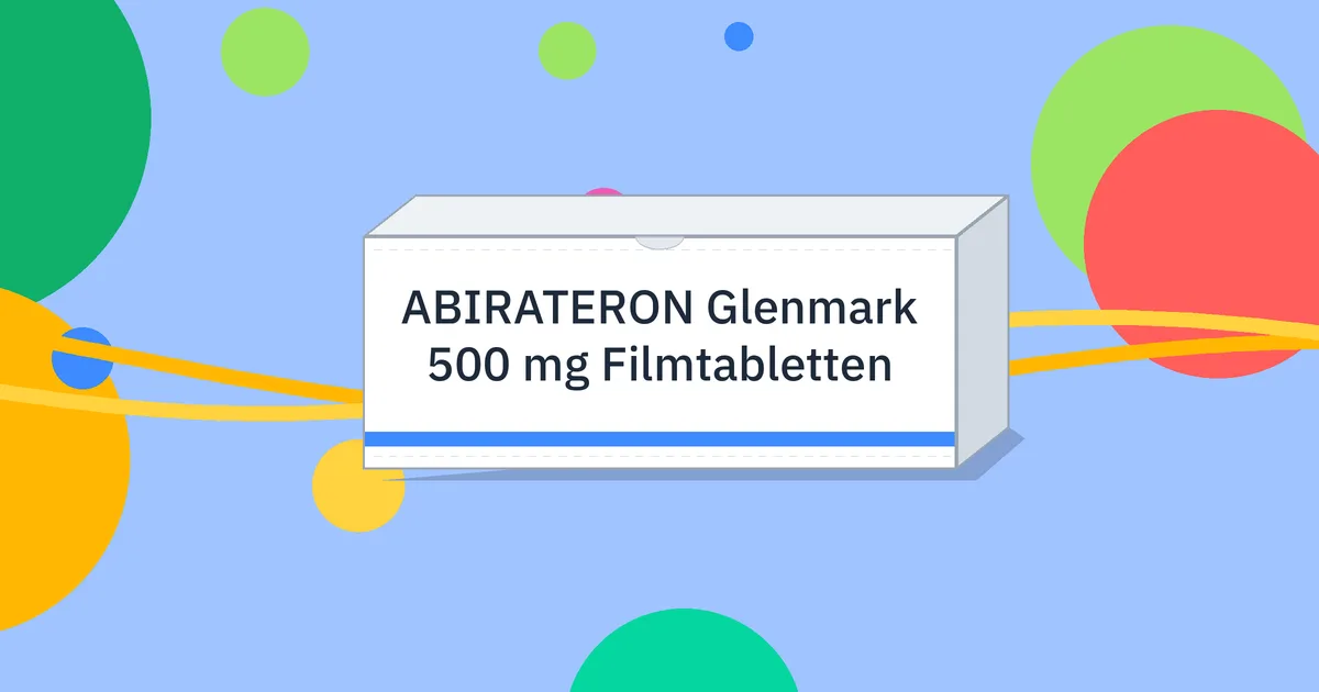 Symbolbild: Packung mit der Aufschrift ABIRATERON Glenmark 500 mg Filmtabletten (PZN 17974077) – Verfügbarkeit und Bezug in Apotheken in Frankfurt am Main