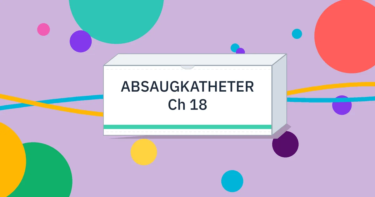 Symbolbild: Packung mit der Aufschrift ABSAUGKATHETER Ch 18 (PZN 07464694) – Verfügbarkeit und Bezug in Apotheken in Frankfurt am Main