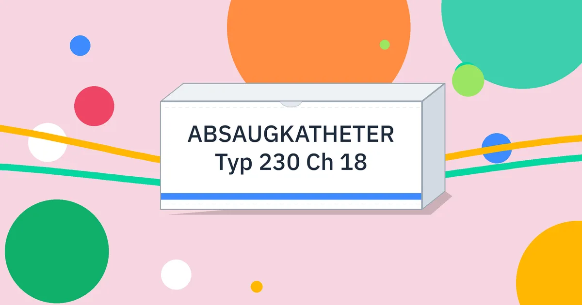 Symbolbild: Packung mit der Aufschrift ABSAUGKATHETER Typ 230 Ch 18 (PZN 07489027) – Verfügbarkeit und Bezug in Apotheken in Frankfurt am Main