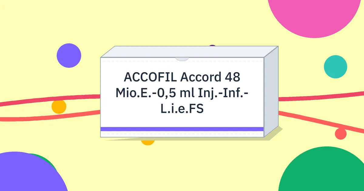Symbolbild: Packung mit der Aufschrift ACCOFIL Accord 48 Mio.E.-0,5 ml Inj.-Inf.-L.i.e.FS (PZN 18761840) – Verfügbarkeit und Bezug in Apotheken in Frankfurt am Main