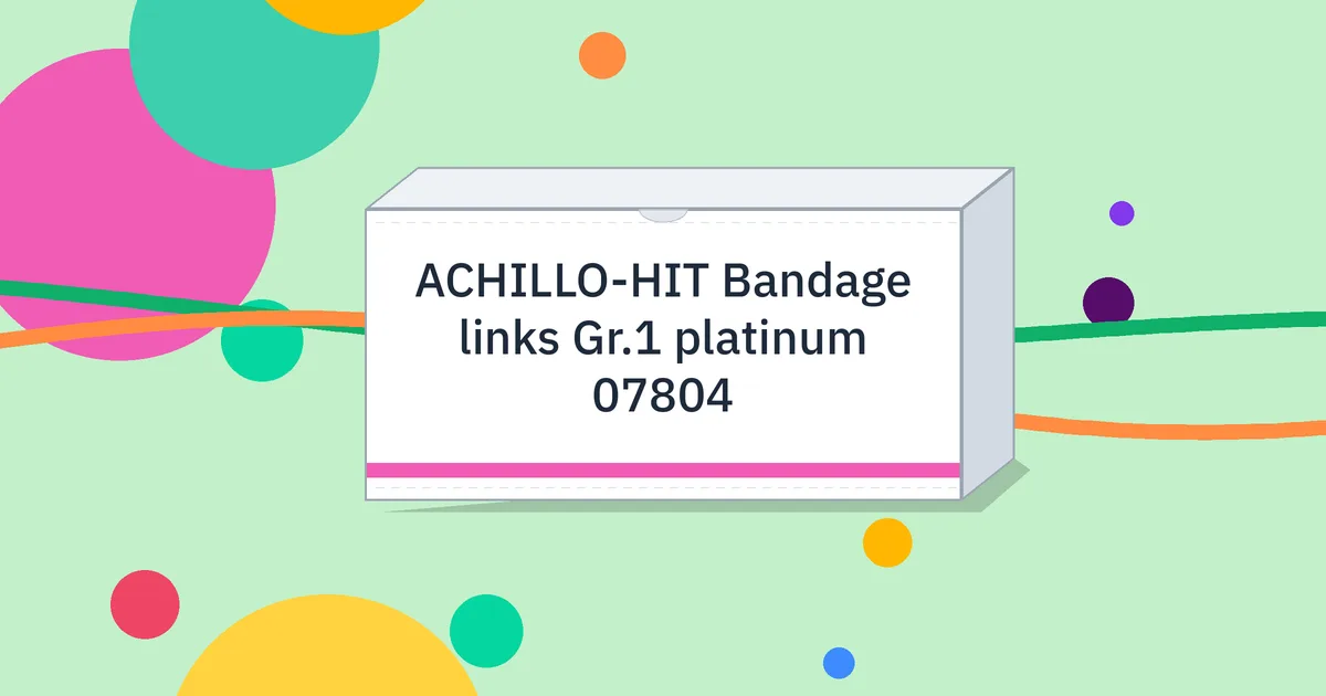 Symbolbild: Packung mit der Aufschrift ACHILLO-HIT Bandage links Gr.1 platinum 07804 (PZN 06826540) – Verfügbarkeit und Bezug in Apotheken in Frankfurt am Main