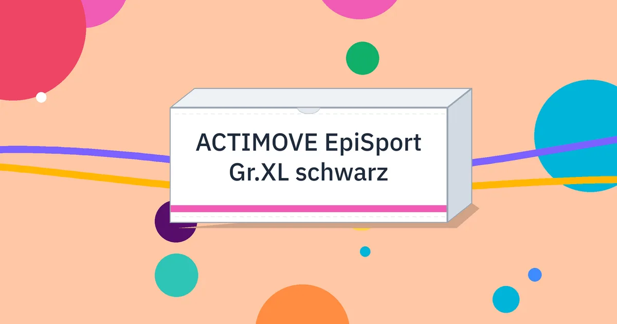 Symbolbild: Packung mit der Aufschrift ACTIMOVE EpiSport Gr.XL schwarz (PZN 17948967) – Verfügbarkeit und Bezug in Apotheken in Frankfurt am Main