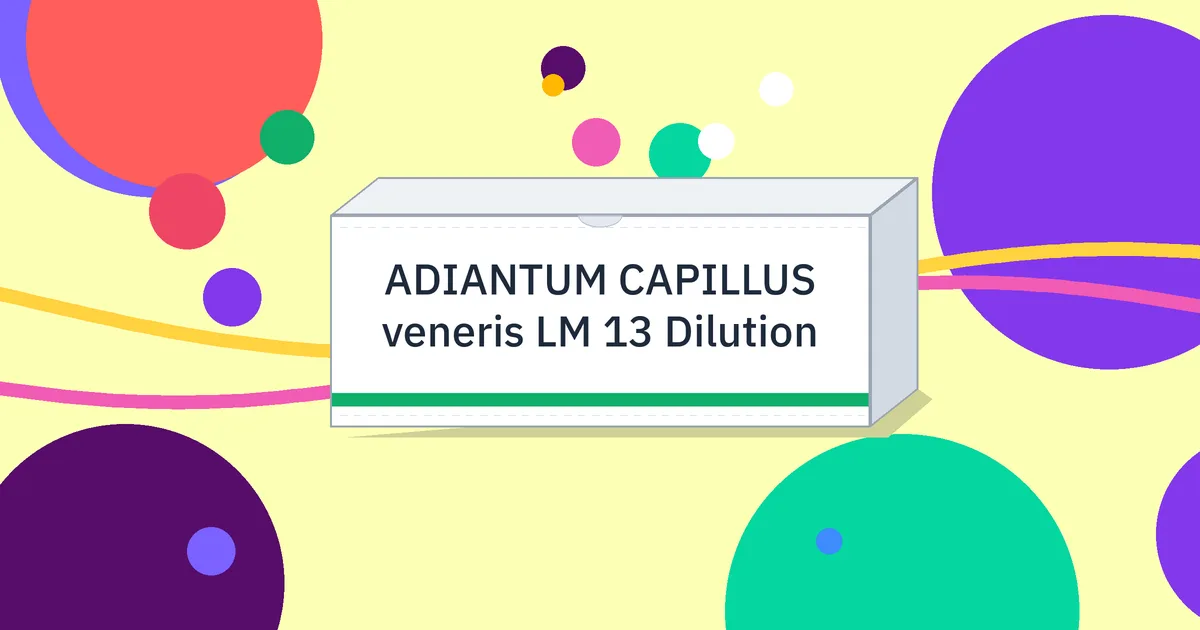 Symbolbild: Packung mit der Aufschrift ADIANTUM CAPILLUS veneris LM 13 Dilution (PZN 13295480) – Verfügbarkeit und Bezug in Apotheken in Frankfurt am Main