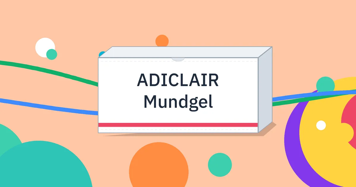 Symbolbild: Packung mit der Aufschrift ADICLAIR Mundgel (PZN 00346365) – Verfügbarkeit und Bezug in Apotheken in Frankfurt am Main
