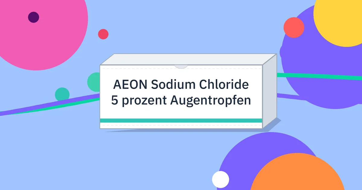 Symbolbild: Packung mit der Aufschrift AEON Sodium Chloride 5 prozent Augentropfen (PZN 15235559) – Verfügbarkeit und Bezug in Apotheken in Frankfurt am Main