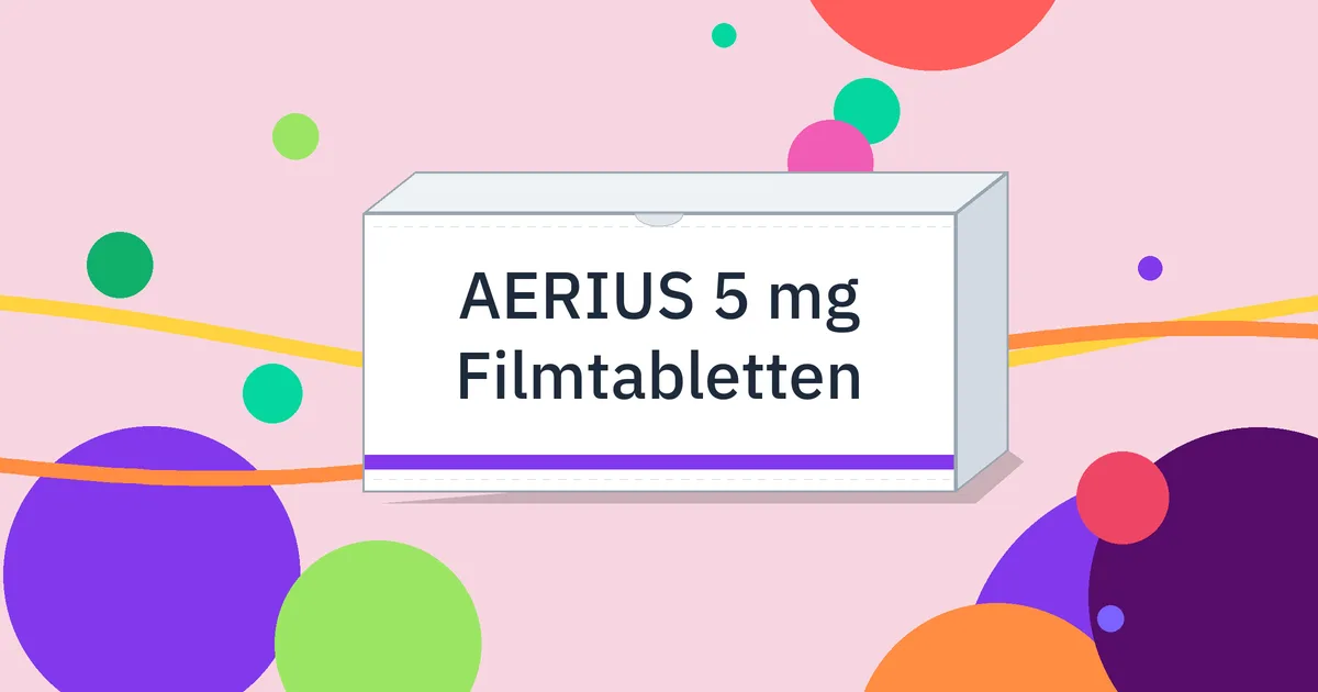 Symbolbild: Packung mit der Aufschrift AERIUS 5 mg Filmtabletten (PZN 20126890) – Verfügbarkeit und Bezug in Apotheken in Frankfurt am Main