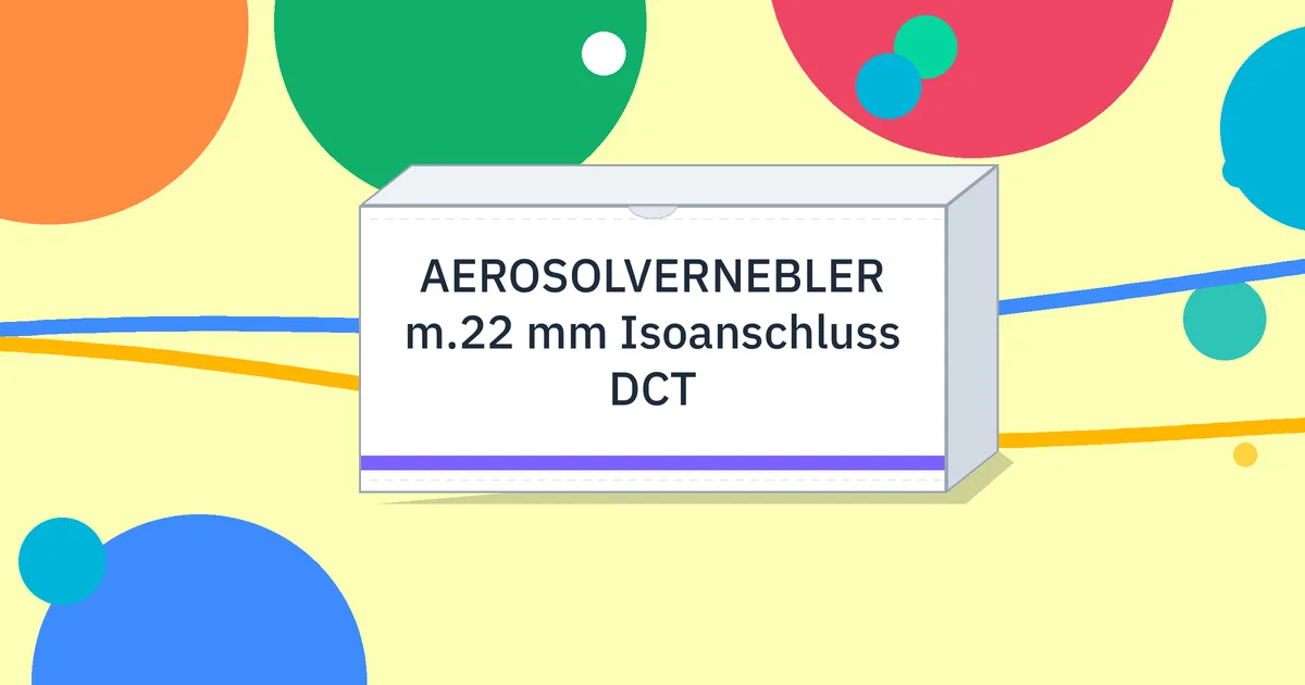 Symbolbild: Packung mit der Aufschrift AEROSOLVERNEBLER m.22 mm Isoanschluss DCT (PZN 03353147) – Verfügbarkeit und Bezug in Apotheken in Frankfurt am Main