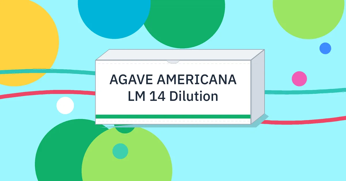 Symbolbild: Packung mit der Aufschrift AGAVE AMERICANA LM 14 Dilution (PZN 13304948) – Verfügbarkeit und Bezug in Apotheken in Frankfurt am Main