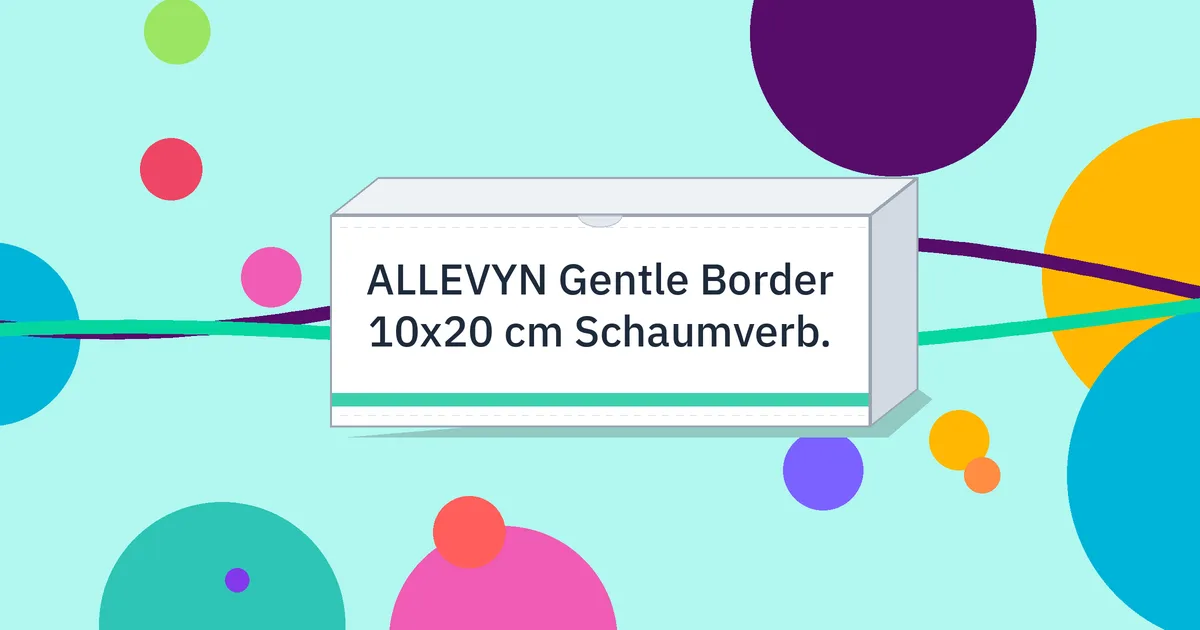Symbolbild: Packung mit der Aufschrift ALLEVYN Gentle Border 10x20 cm Schaumverb. (PZN 17900860) – Verfügbarkeit und Bezug in Apotheken in Frankfurt am Main