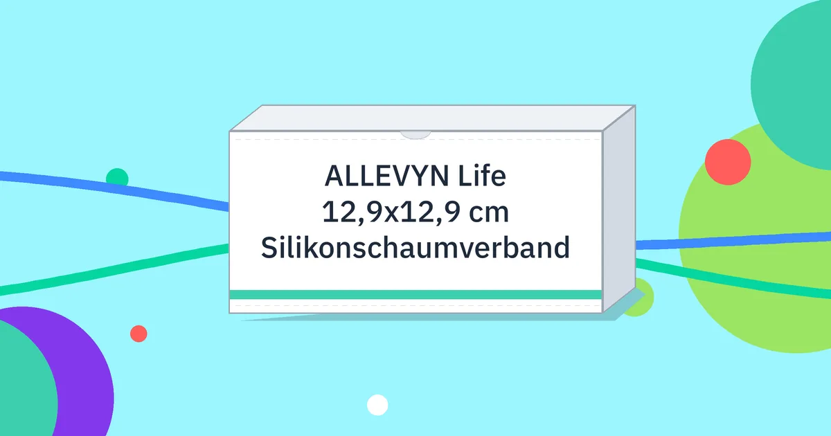 Symbolbild: Packung mit der Aufschrift ALLEVYN Life 12,9x12,9 cm Silikonschaumverband (PZN 15403620) – Verfügbarkeit und Bezug in Apotheken in Frankfurt am Main