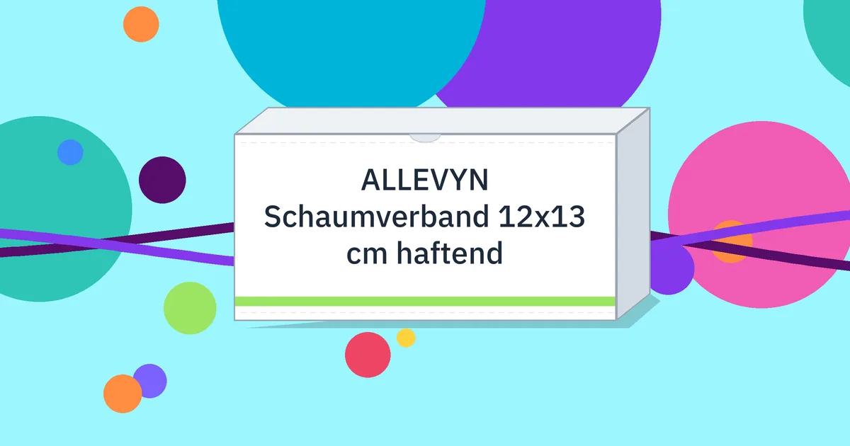 Symbolbild: Packung mit der Aufschrift ALLEVYN Schaumverband 12x13 cm haftend (PZN 15637016) – Verfügbarkeit und Bezug in Apotheken in Frankfurt am Main