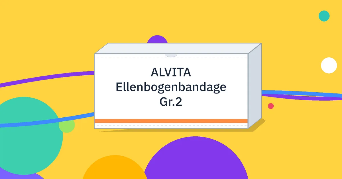 Symbolbild: Packung mit der Aufschrift ALVITA Ellenbogenbandage Gr.2 (PZN 11151653) – Verfügbarkeit und Bezug in Apotheken in Frankfurt am Main