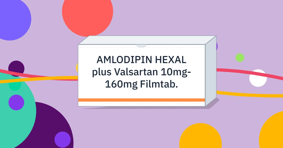 Symbolbild: Packung mit der Aufschrift AMLODIPIN HEXAL plus Valsartan 10mg-160mg Filmtab. (PZN 12550800) – Verfügbarkeit und Bezug in Apotheken in Frankfurt am Main