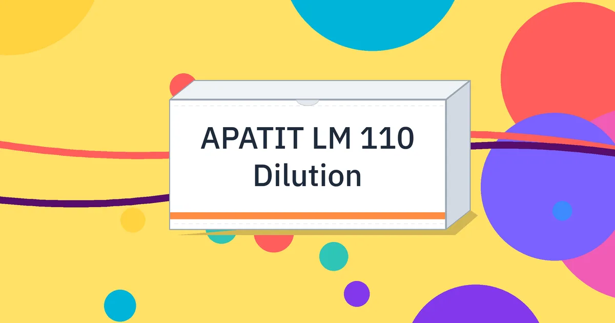 Symbolbild: Packung mit der Aufschrift APATIT LM 110 Dilution (PZN 13377893) – Verfügbarkeit und Bezug in Apotheken in Frankfurt am Main