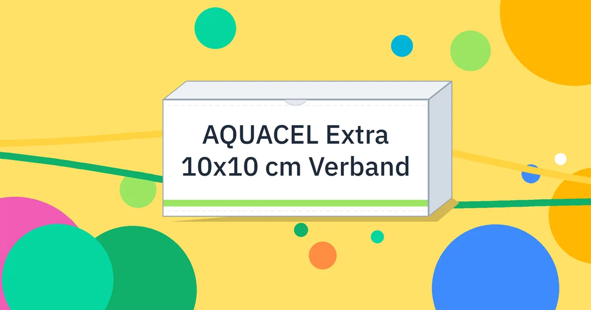Symbolbild: Packung mit der Aufschrift AQUACEL Extra 10x10 cm Verband (PZN 11159689) – Verfügbarkeit und Bezug in Apotheken in Frankfurt am Main