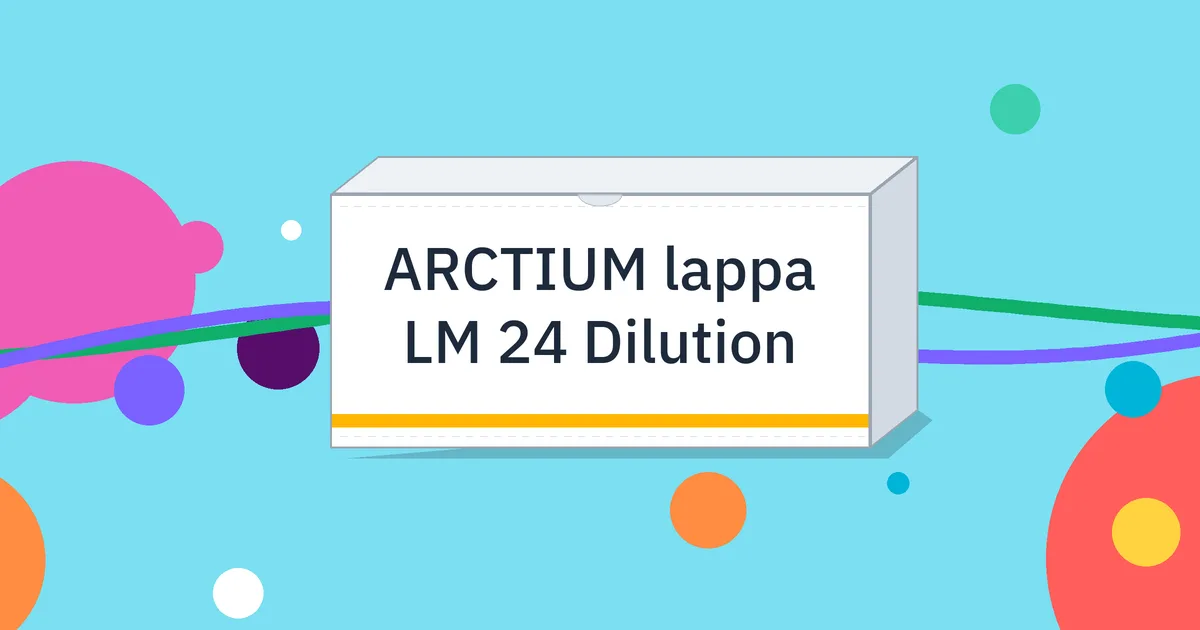 Symbolbild: Packung mit der Aufschrift ARCTIUM lappa LM 24 Dilution (PZN 13387851) – Verfügbarkeit und Bezug in Apotheken in Frankfurt am Main