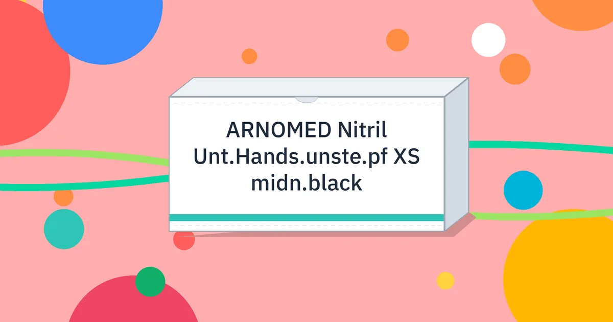 Symbolbild: Packung mit der Aufschrift ARNOMED Nitril Unt.Hands.unste.pf XS midn.black (PZN 18137082) – Verfügbarkeit und Bezug in Apotheken in Frankfurt am Main