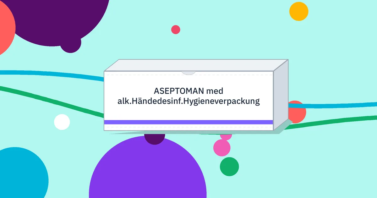 Symbolbild: Packung mit der Aufschrift ASEPTOMAN med alk.Händedesinf.Hygieneverpackung (PZN 13897836) – Verfügbarkeit und Bezug in Apotheken in Frankfurt am Main