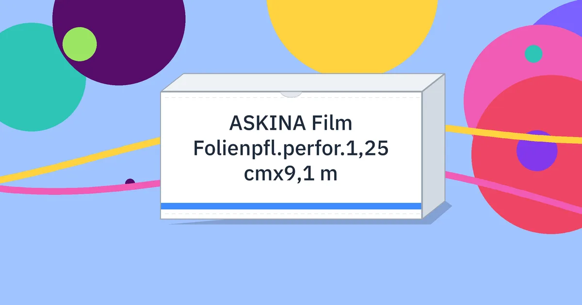 Symbolbild: Packung mit der Aufschrift ASKINA Film Folienpfl.perfor.1,25 cmx9,1 m (PZN 07430040) – Verfügbarkeit und Bezug in Apotheken in Frankfurt am Main