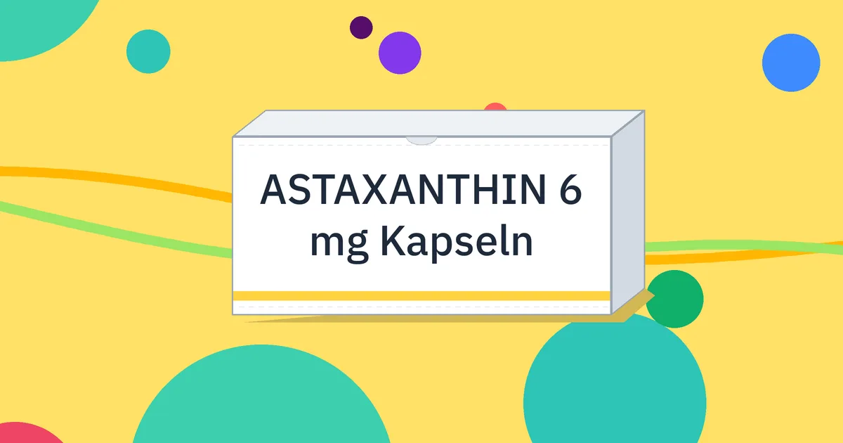 Symbolbild: Packung mit der Aufschrift ASTAXANTHIN 6 mg Kapseln (PZN 15736712) – Verfügbarkeit und Bezug in Apotheken in Frankfurt am Main