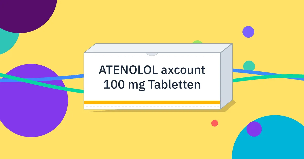 Symbolbild: Packung mit der Aufschrift ATENOLOL axcount 100 mg Tabletten (PZN 10988975) – Verfügbarkeit und Bezug in Apotheken in Frankfurt am Main