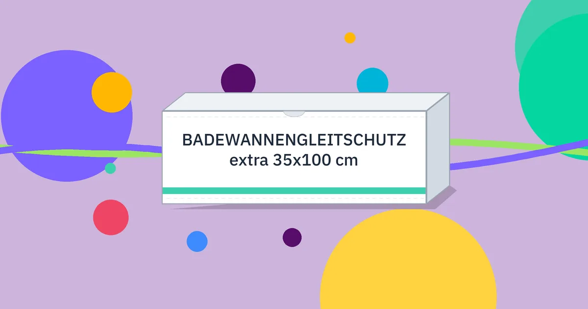 Symbolbild: Packung mit der Aufschrift BADEWANNENGLEITSCHUTZ extra 35x100 cm (PZN 03628360) – Verfügbarkeit und Bezug in Apotheken in Frankfurt am Main