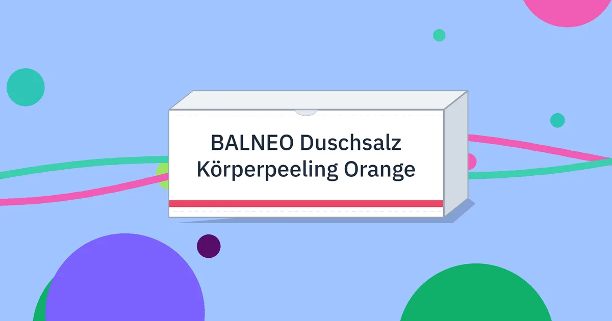 Symbolbild: Packung mit der Aufschrift BALNEO Duschsalz Körperpeeling Orange (PZN 04000994) – Verfügbarkeit und Bezug in Apotheken in Frankfurt am Main