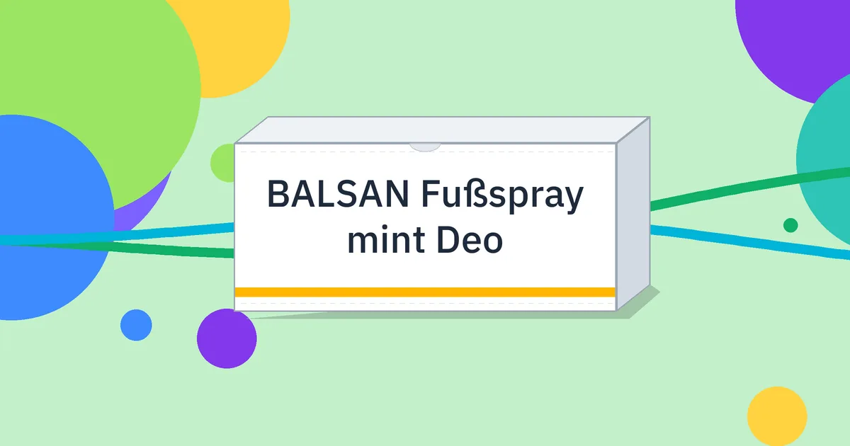 Symbolbild: Packung mit der Aufschrift BALSAN Fußspray mint Deo (PZN 10827410) – Verfügbarkeit und Bezug in Apotheken in Frankfurt am Main
