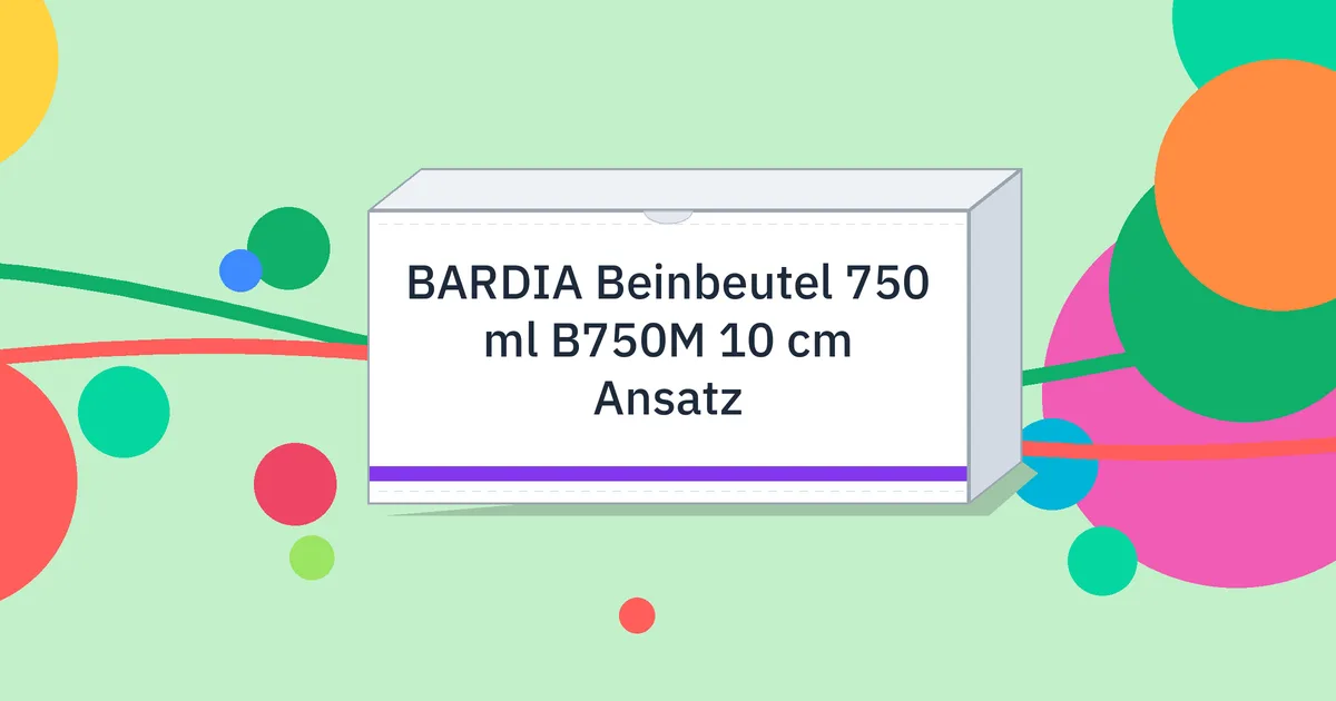Symbolbild: Packung mit der Aufschrift BARDIA Beinbeutel 750 ml B750M 10 cm Ansatz (PZN 01853986) – Verfügbarkeit und Bezug in Apotheken in Frankfurt am Main
