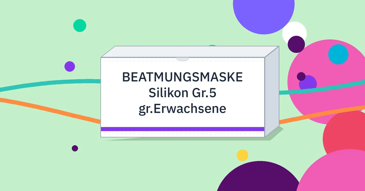 Symbolbild: Packung mit der Aufschrift BEATMUNGSMASKE Silikon Gr.5 gr.Erwachsene (PZN 13365890) – Verfügbarkeit und Bezug in Apotheken in Frankfurt am Main