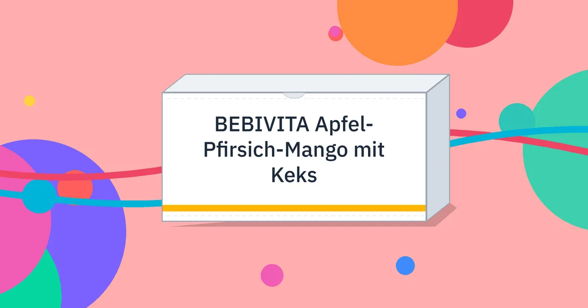 Symbolbild: Packung mit der Aufschrift BEBIVITA Apfel-Pfirsich-Mango mit Keks (PZN 14339357) – Verfügbarkeit und Bezug in Apotheken in Frankfurt am Main