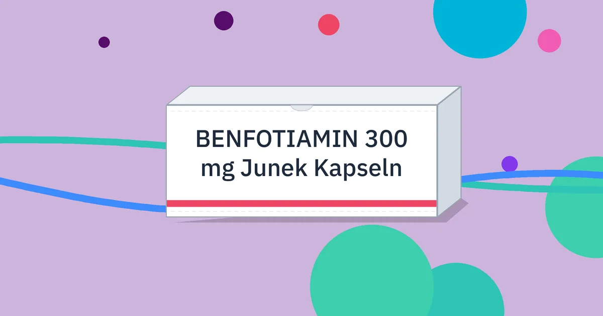 Symbolbild: Packung mit der Aufschrift BENFOTIAMIN 300 mg Junek Kapseln (PZN 16912714) – Verfügbarkeit und Bezug in Apotheken in Frankfurt am Main